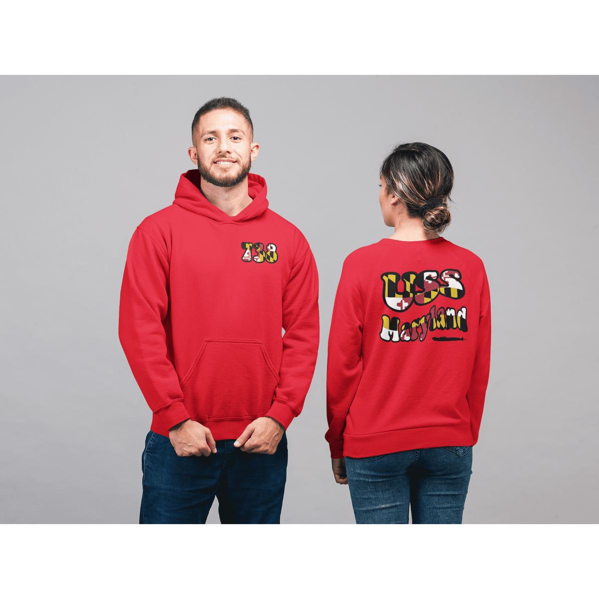 USS Maryland Flag Hoodie and Crewneck Sweatshirt – CM Design and Gifts